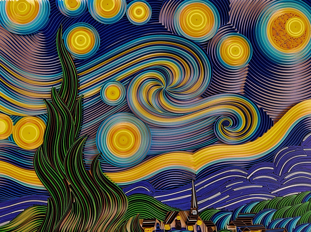 Van Gogh Starry Night Paper Quilling Art - Ancient Paper Quilling Art ...